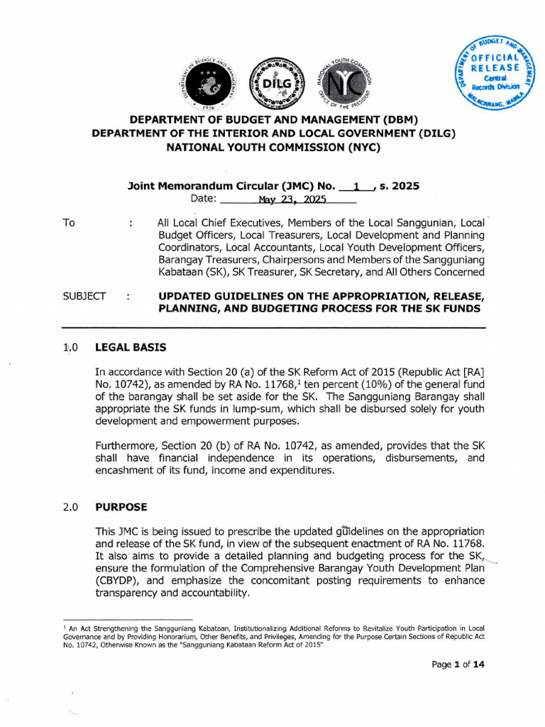 Updated SK Fund Guidelines 2025 | PDF | Expense | Budget