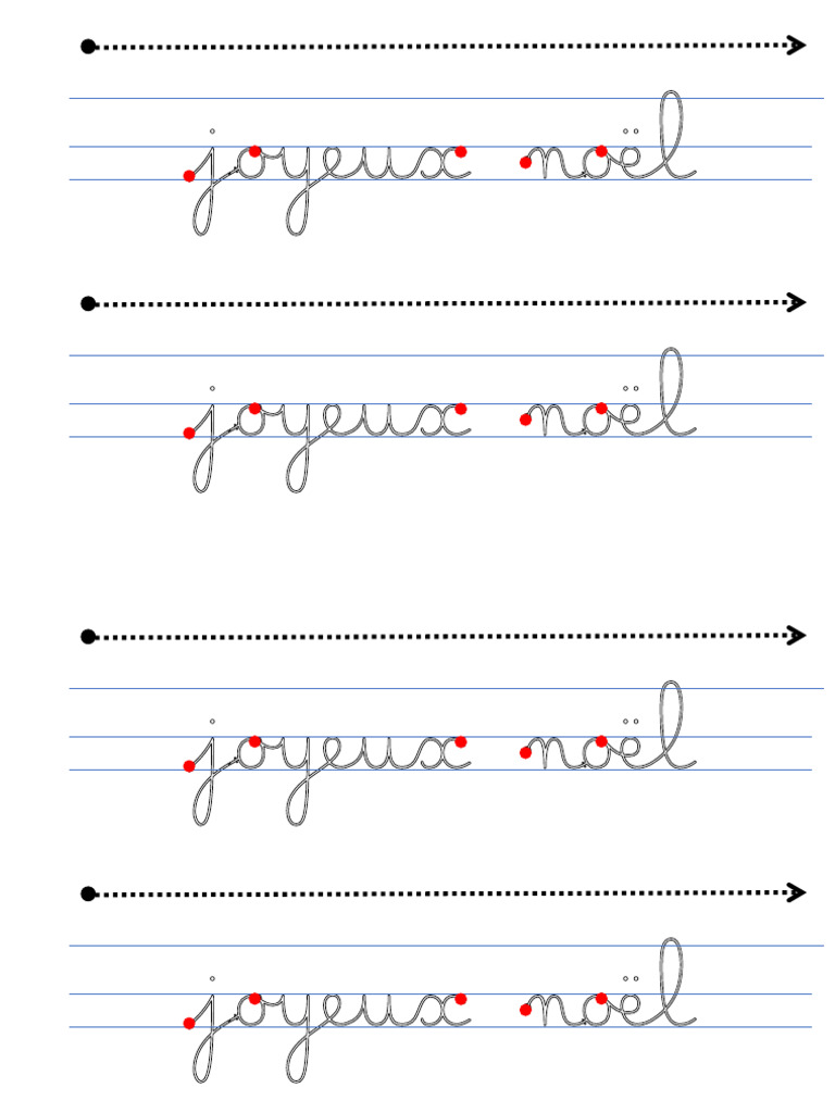 Écriture Joyeux Noël Cursif Belle Allutre Ductus | PDF