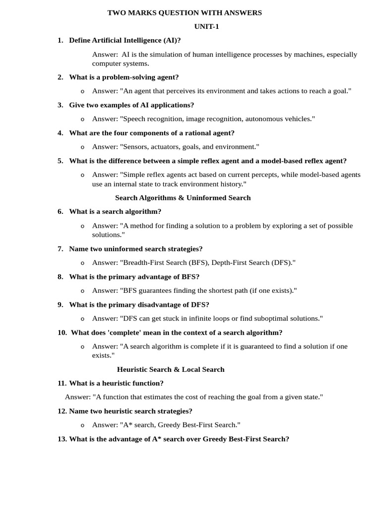Two Marks Question With Answers | PDF | Bayesian Network | Support Vector Machine