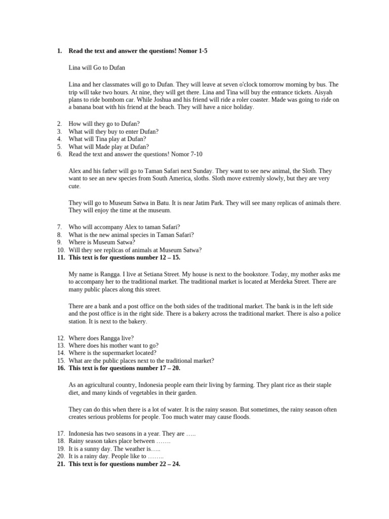 Read The Text and Answer The Questions | PDF