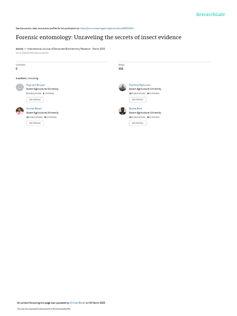 Forensic Entomology: Unraveling The Secrets of Insect Evidence | PDF ...