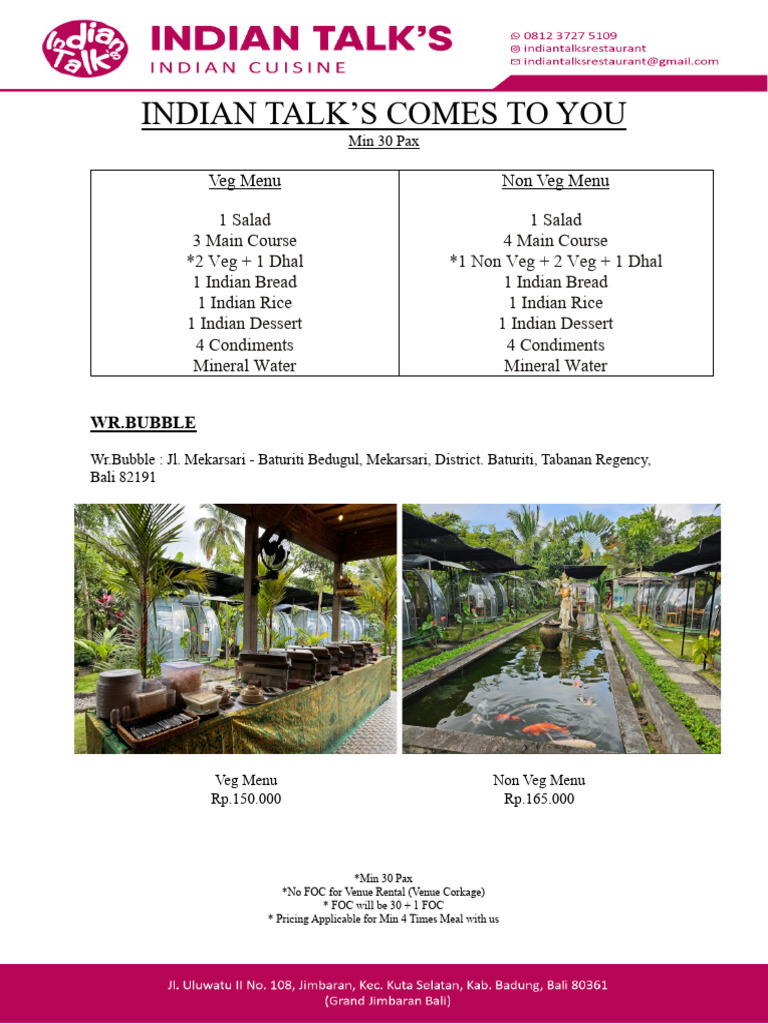 Indian Talk Comes To You Catering | PDF | Bali | Foods