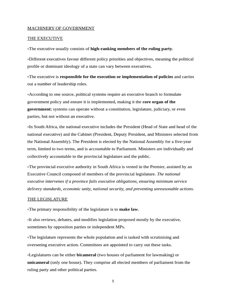 Machinery of Government. Exam Prep | PDF | Supreme Courts | Legislature