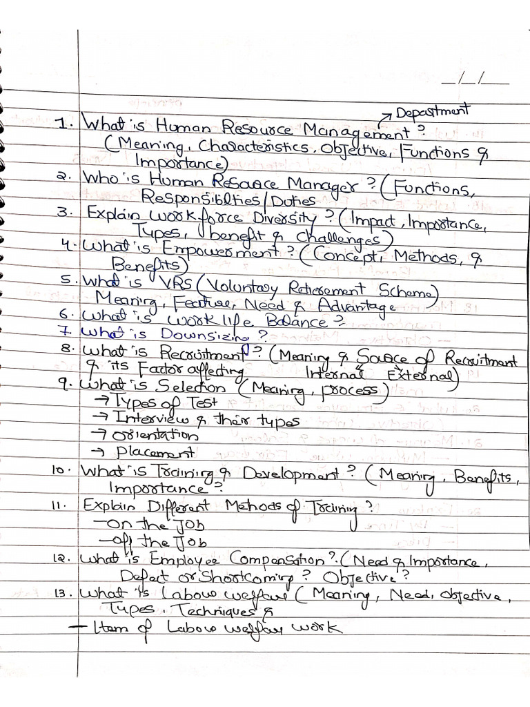 Human Resource Management Important Questions by Aman Sir | PDF