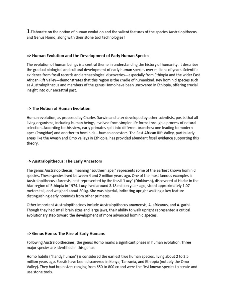 History Answer (1)-Converted | PDF | Human Evolution | Homo