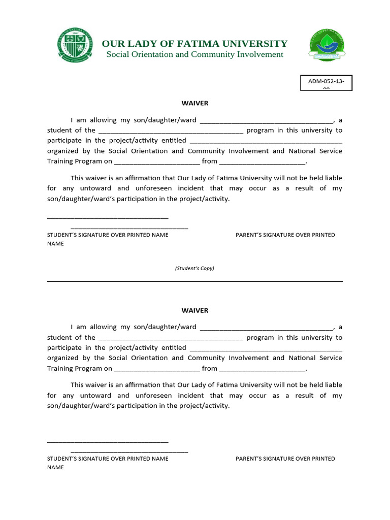SOCI Waiver Template | PDF