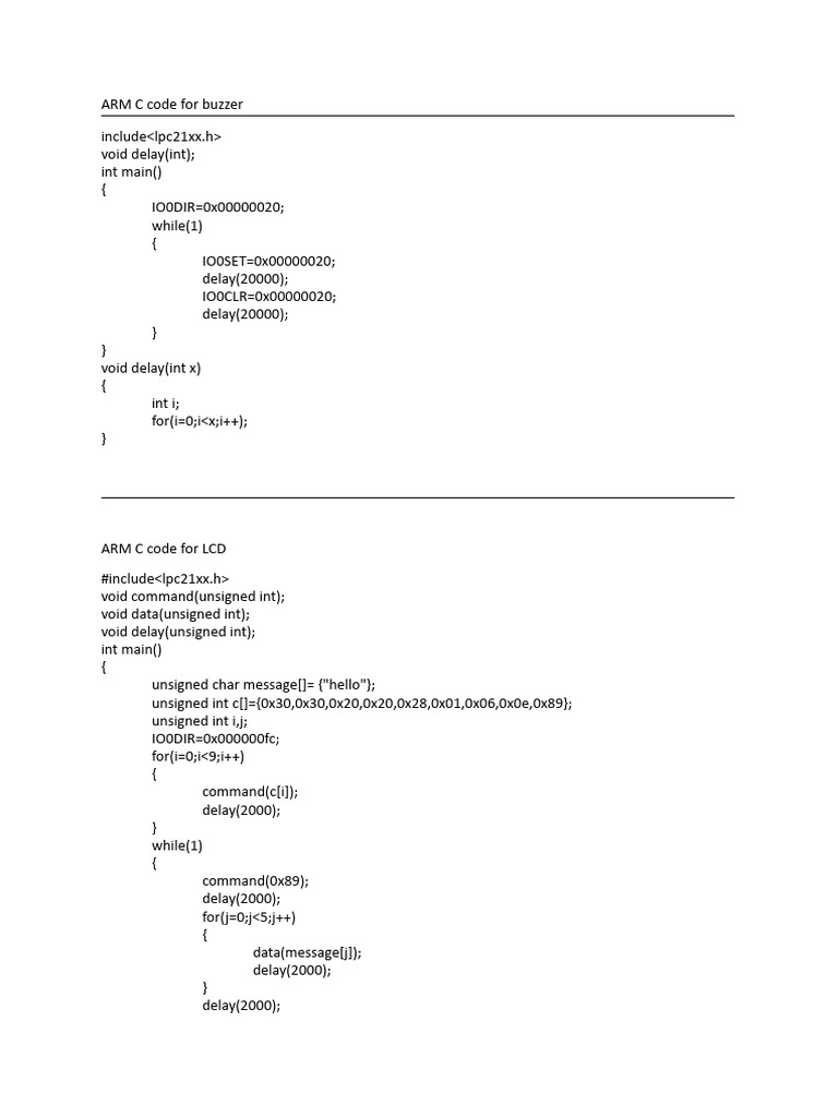On & OFF CHIP Interfacing Codes | PDF | Notation | Computer Programming