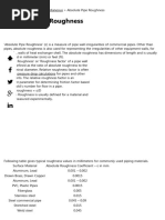 Absolute Roughness Values Table | PDF