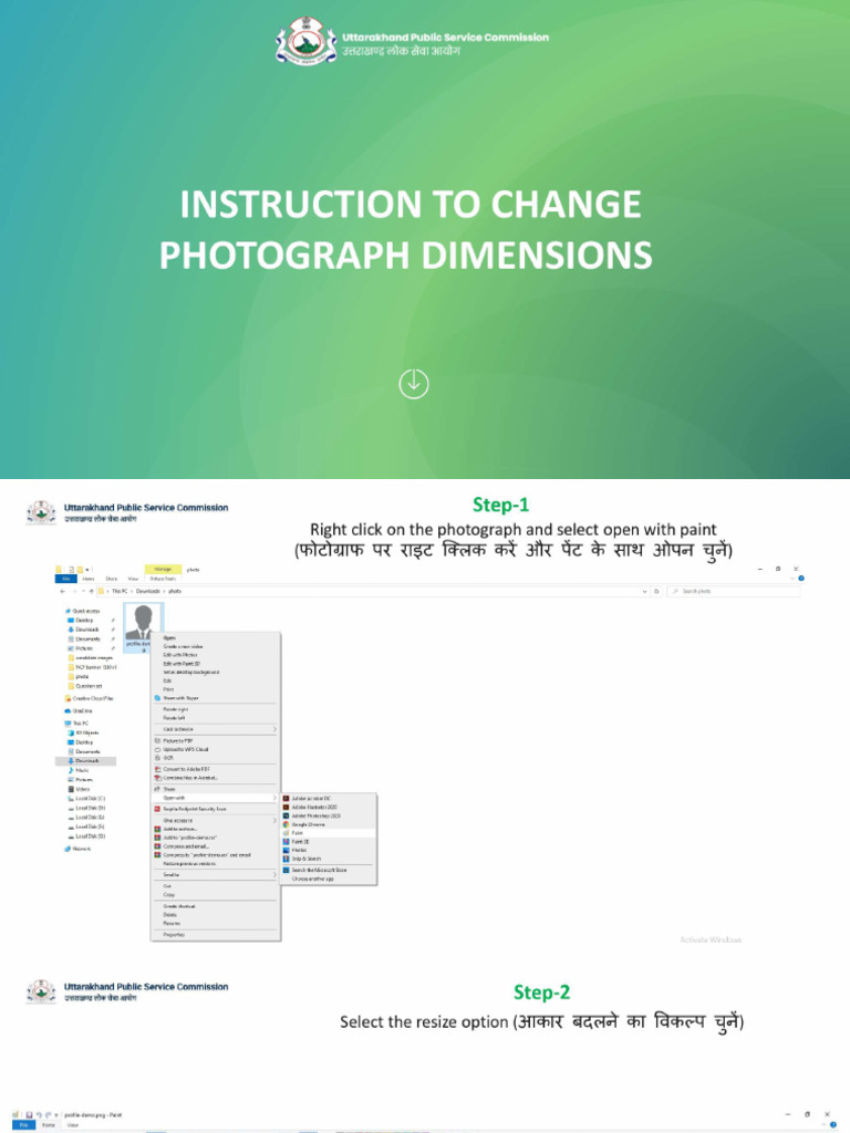 Instruction To Change Dimensions Size Final | PDF