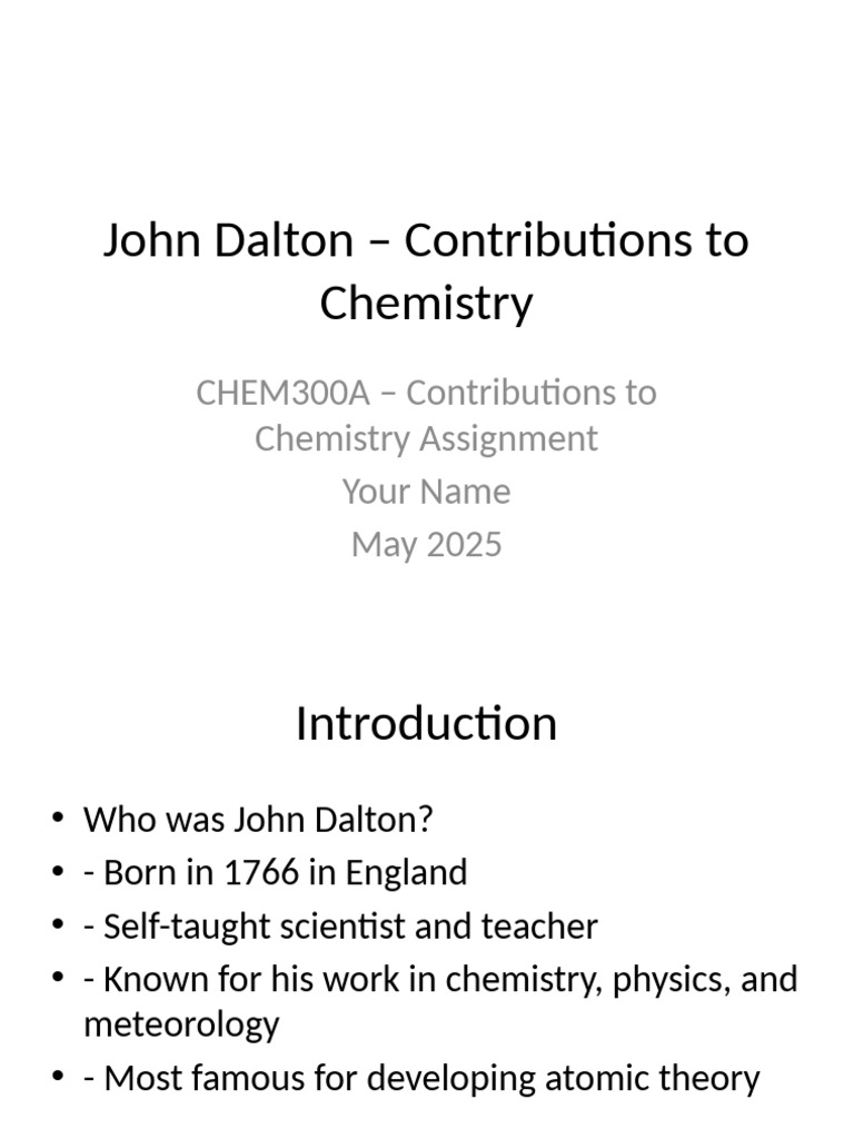 John Dalton Chemistry Presentation UPDATED | PDF