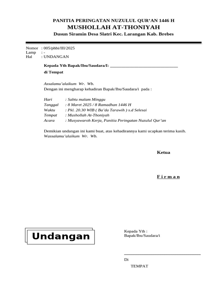 Mushollah Atthoniyah - 1446 H | PDF