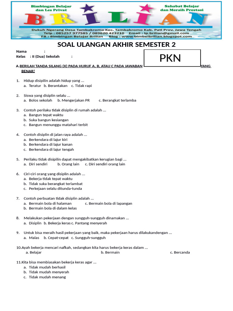 Soal Pancasila Kelas 2 Negeri | PDF