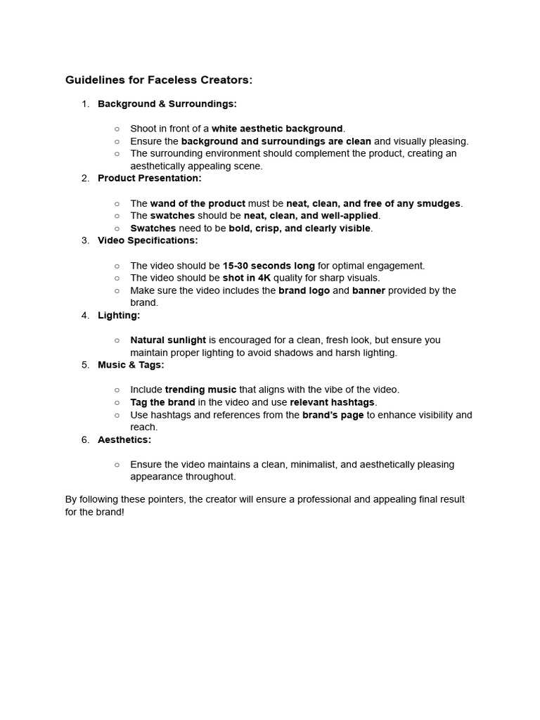 Maliao Faceless Creators Guidelines | PDF