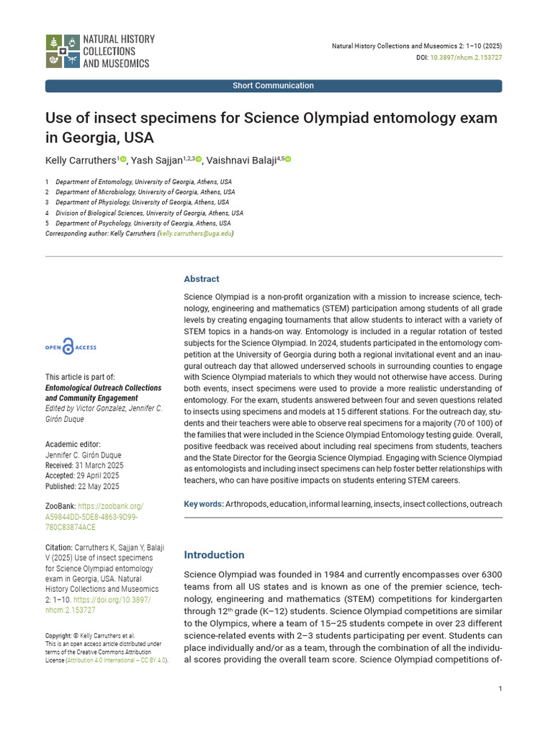 Use of Insect Specimens For Science Olympiad Entom | PDF | Entomology ...
