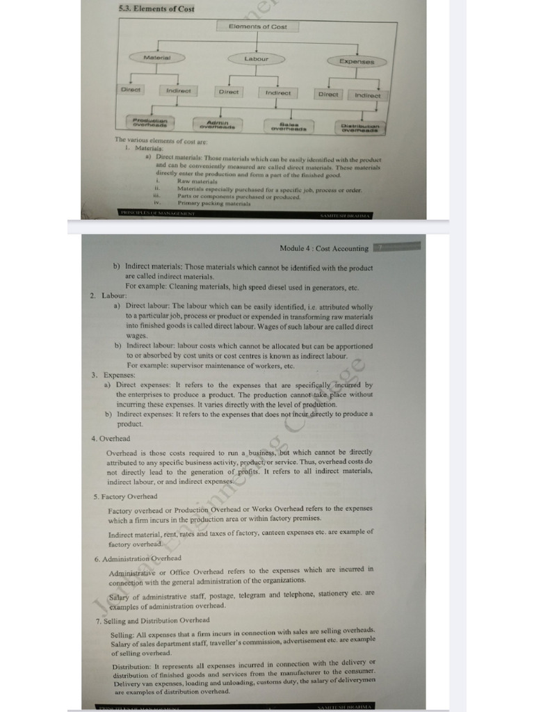 Elements of Cost in Cost Accounting | PDF