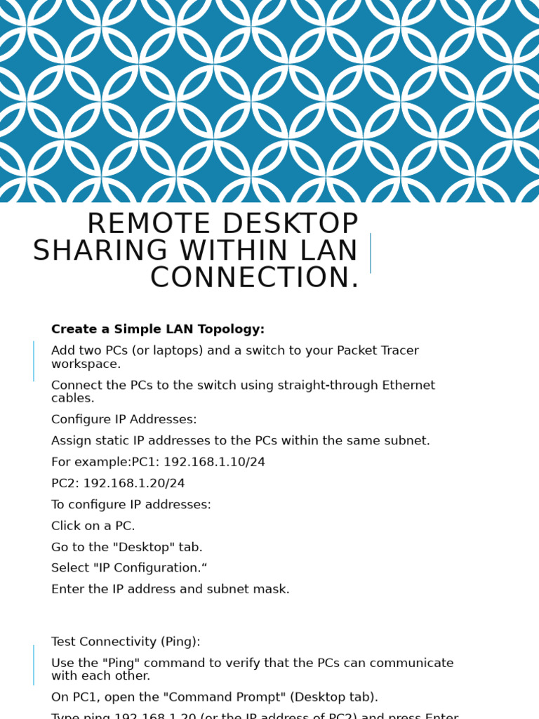 LAN Remote Desktop Setup Guide | PDF | Computer Network | Secure Shell