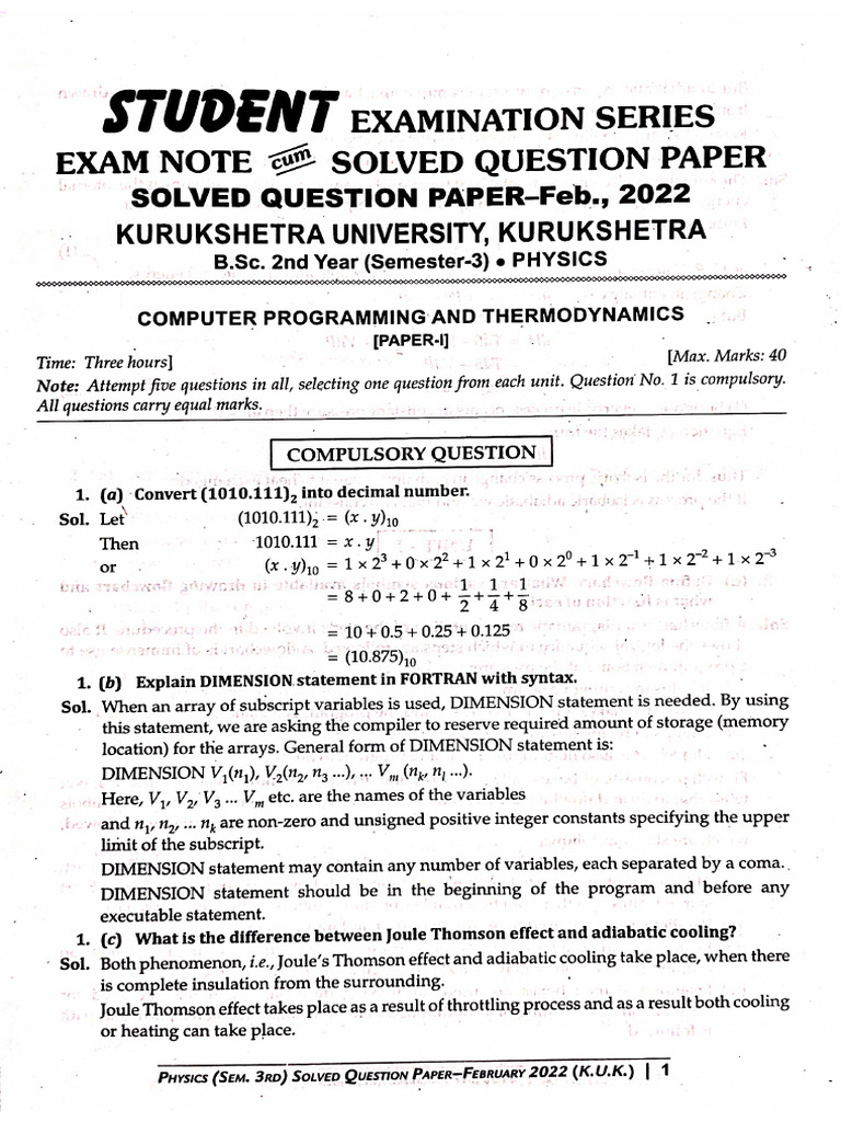 Pyq Sem 4 Kuk Physics | PDF