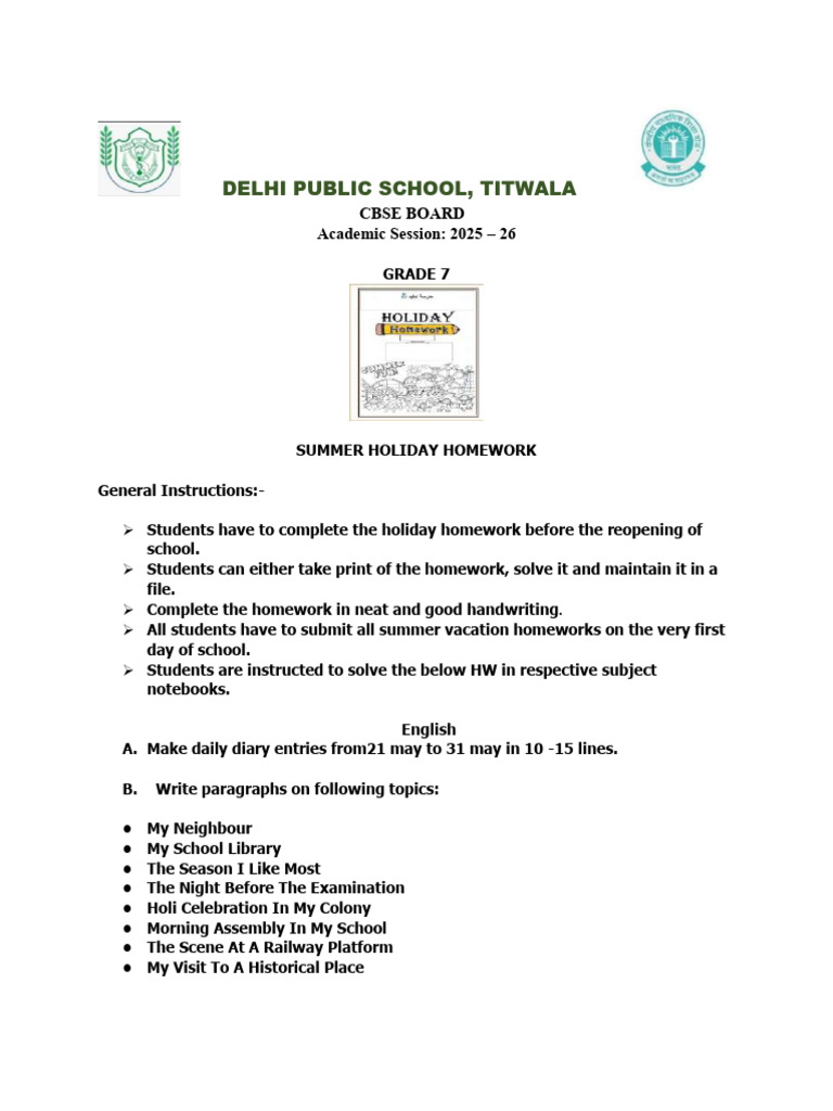 Grade 7 Holiday HW | PDF | Forests | Deforestation
