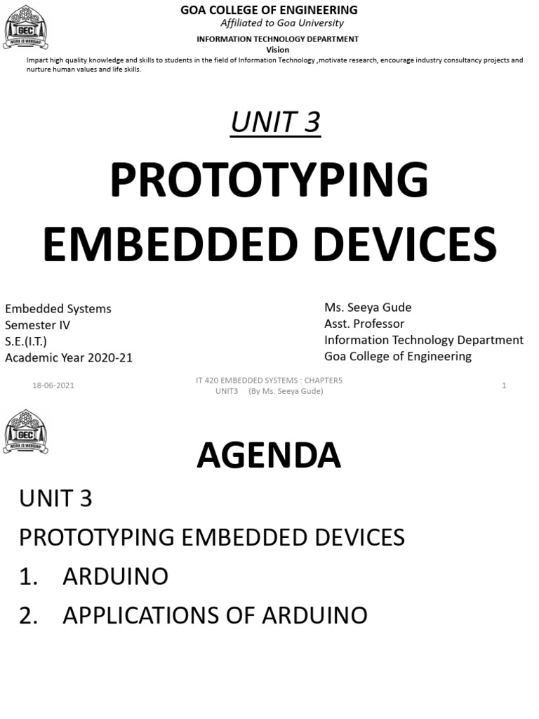 ES Unit3 Lecture23 Chapter5 PDF | PDF | Arduino | Embedded System
