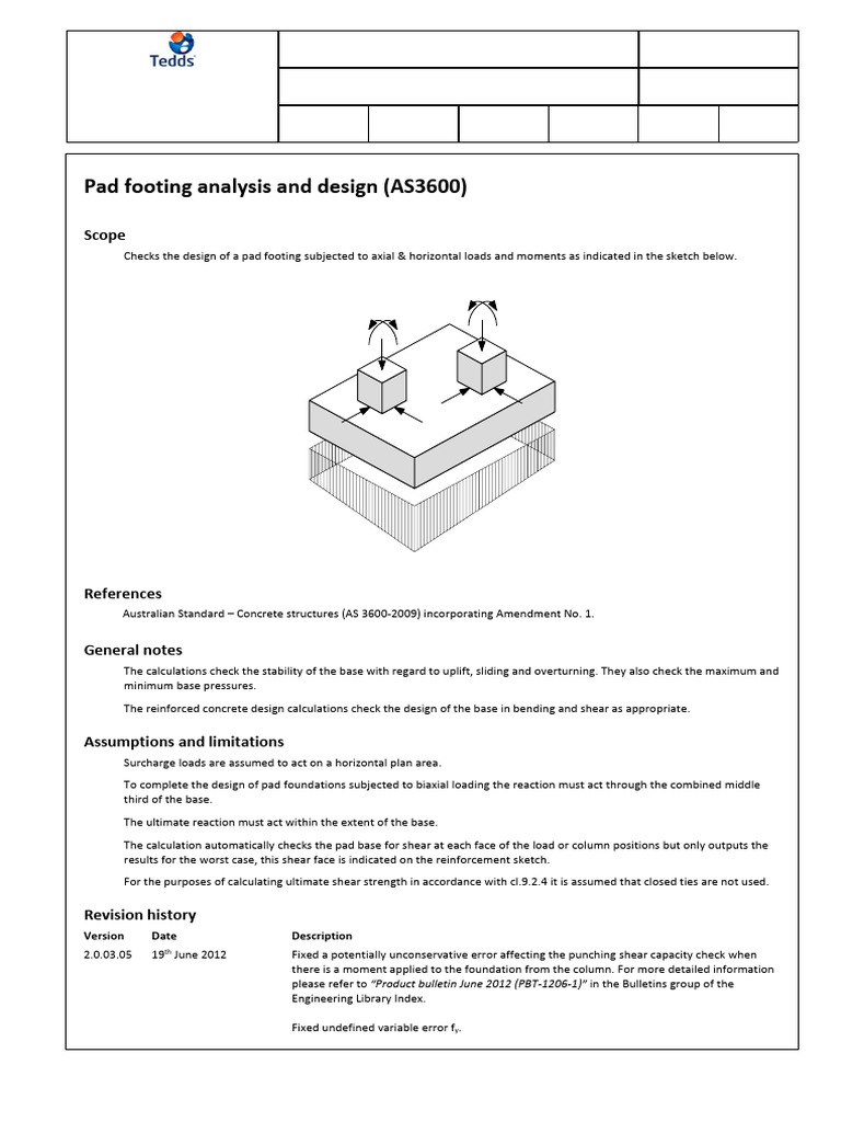 Pad Footing Analysis & Design Notes | PDF | Structural Engineering ...