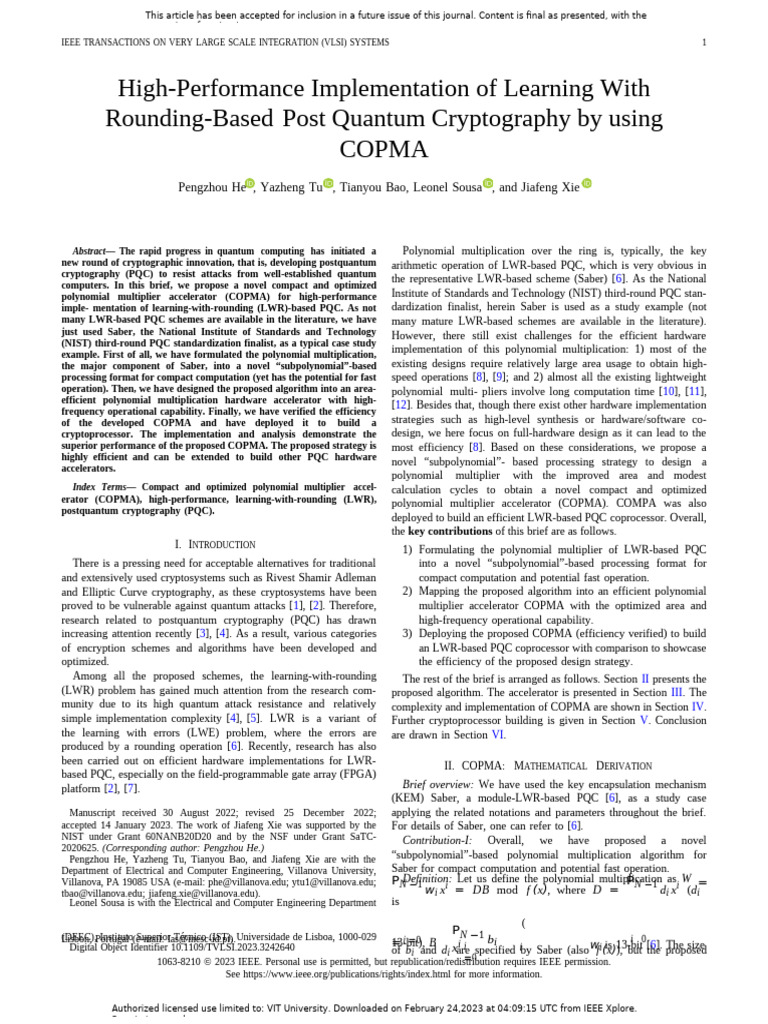 COPMA Compact and Optimized Polynomial Multiplier Accelerator For High-Performance ...