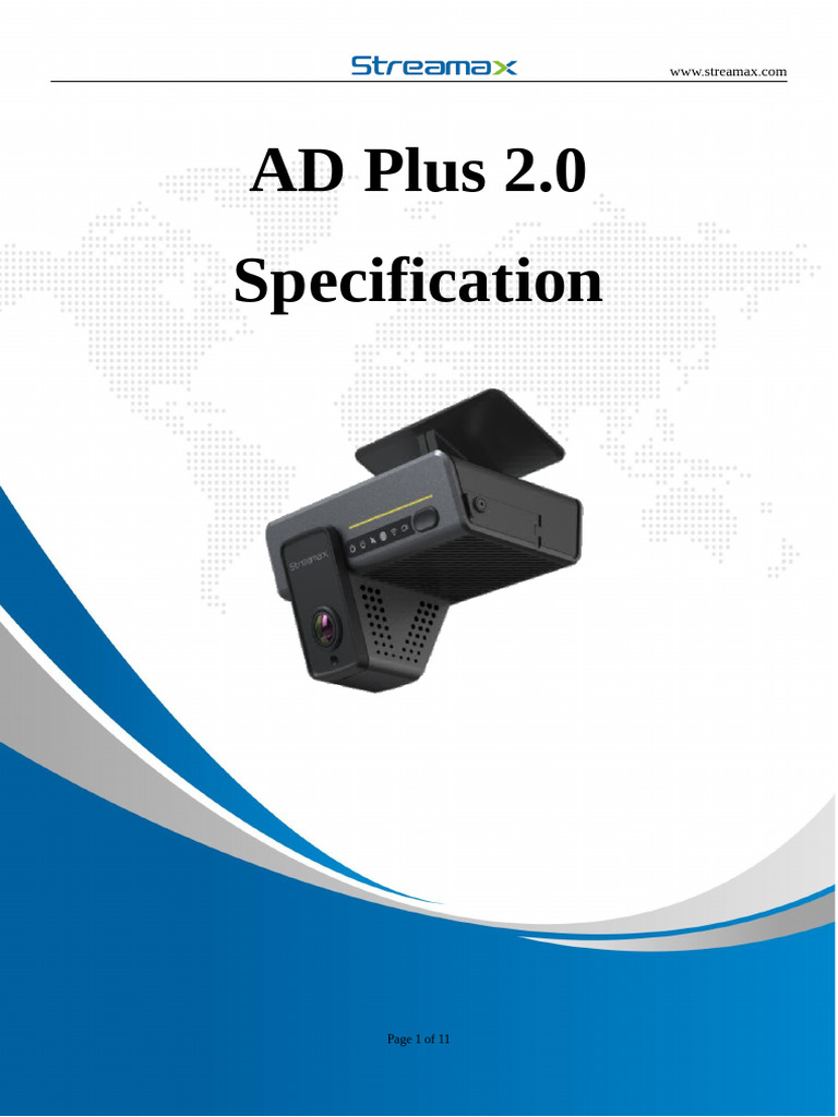 Streamax AD Plus 2.0 Dashcam Overview | PDF | Sensor | Computer Engineering