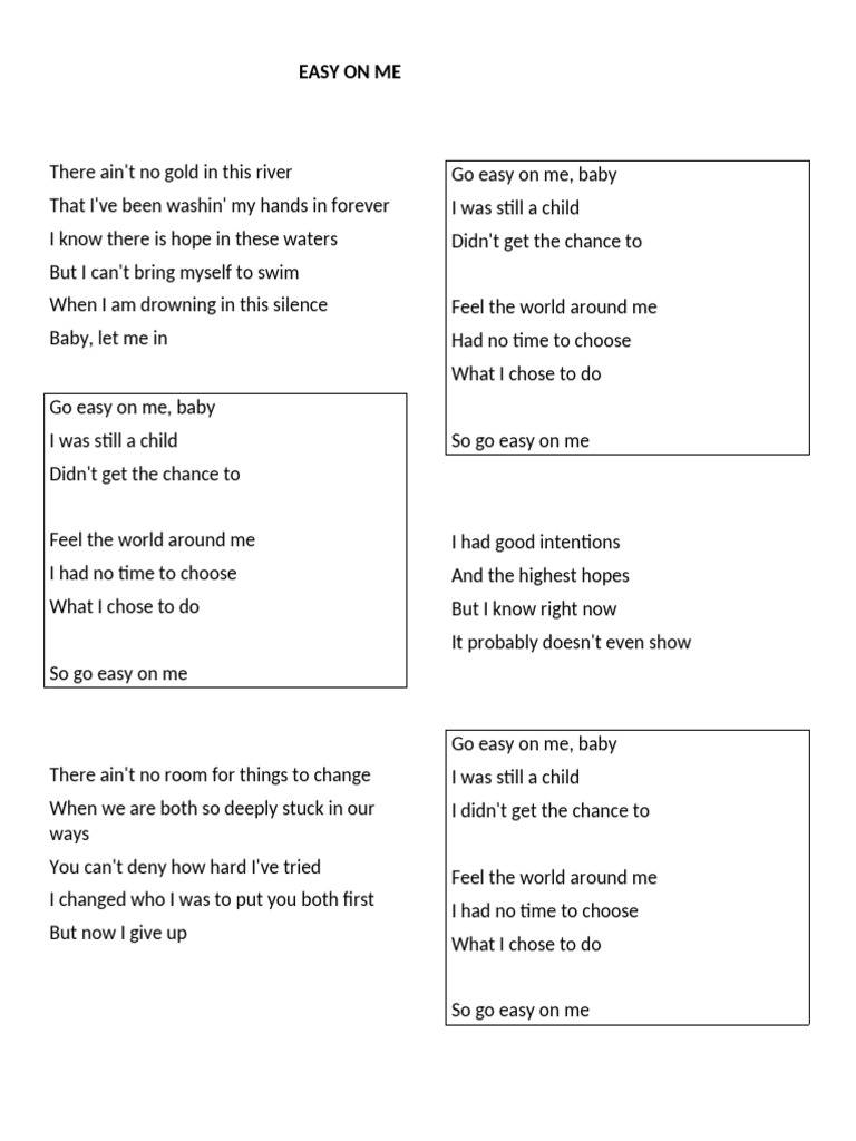 "Go Easy on Me Lyrics Analysis" | PDF