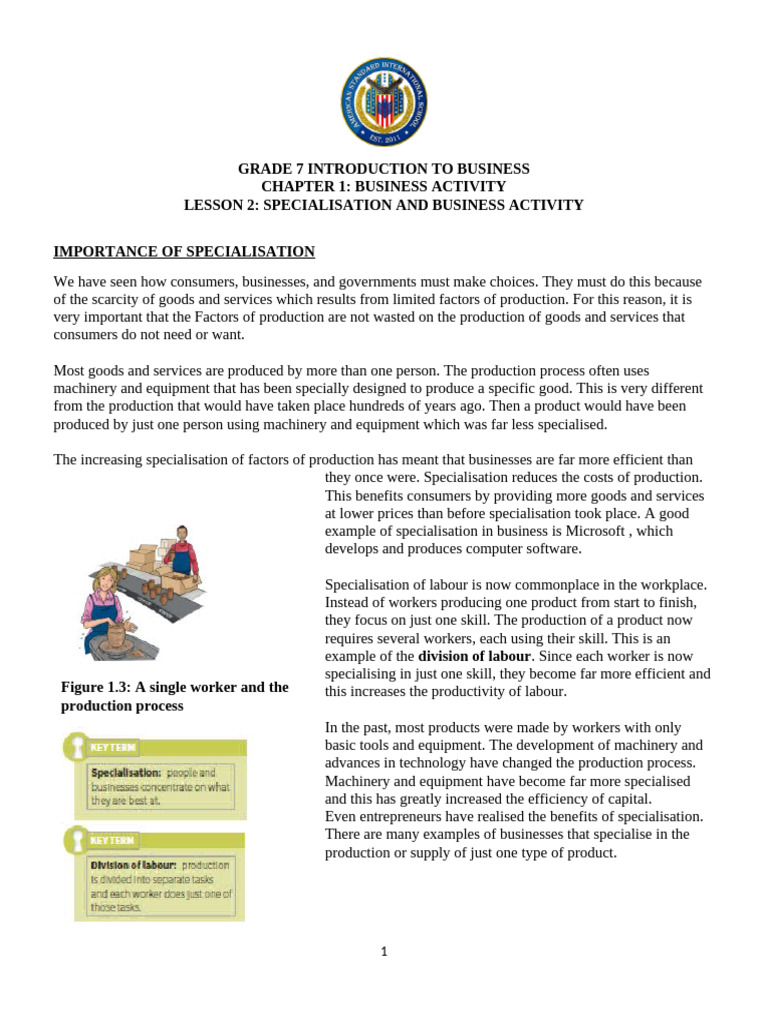 Grade 7 Introduction To Business Handout-Chapter 1-Lesson 2 ...