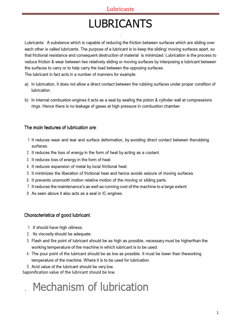 Chapter 3 (Lubricants) | PDF | Lubricant | Friction