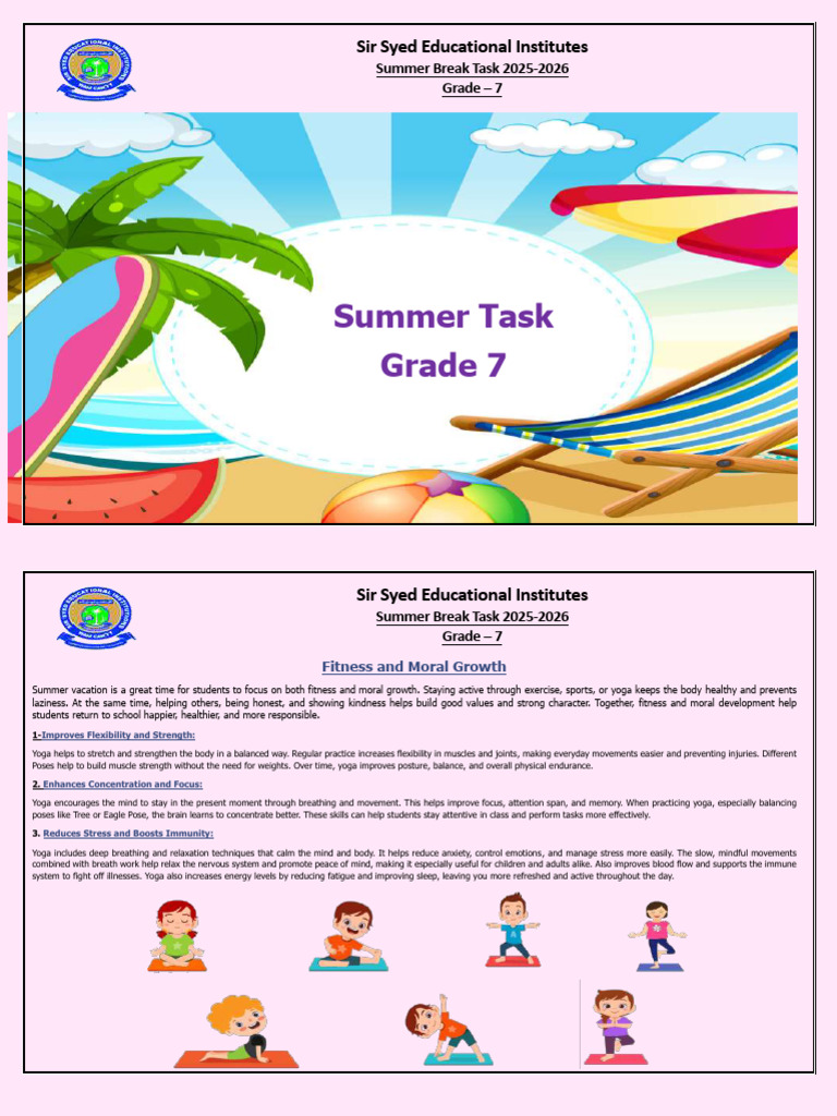Grade - 7 Summer Task 2025-26 | PDF | Physical Fitness | Flexibility ...