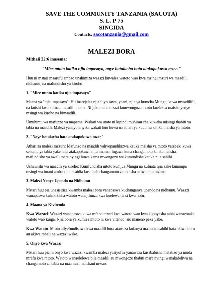 Malezi Bora | PDF