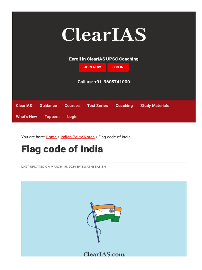 WWW Clearias Com Flag Code of India ... | PDF | Flag | Symbols