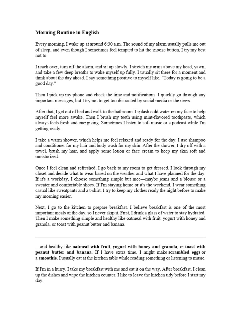 Morning Routine in English | PDF