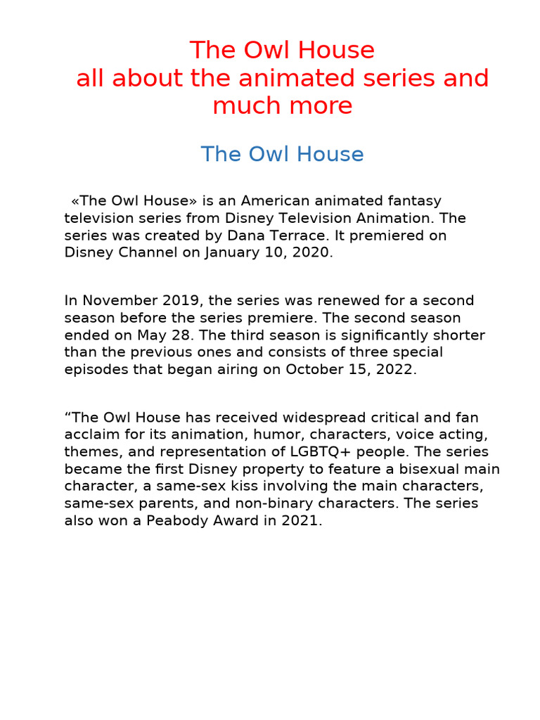 The Owl House: Animated Series Overview | PDF