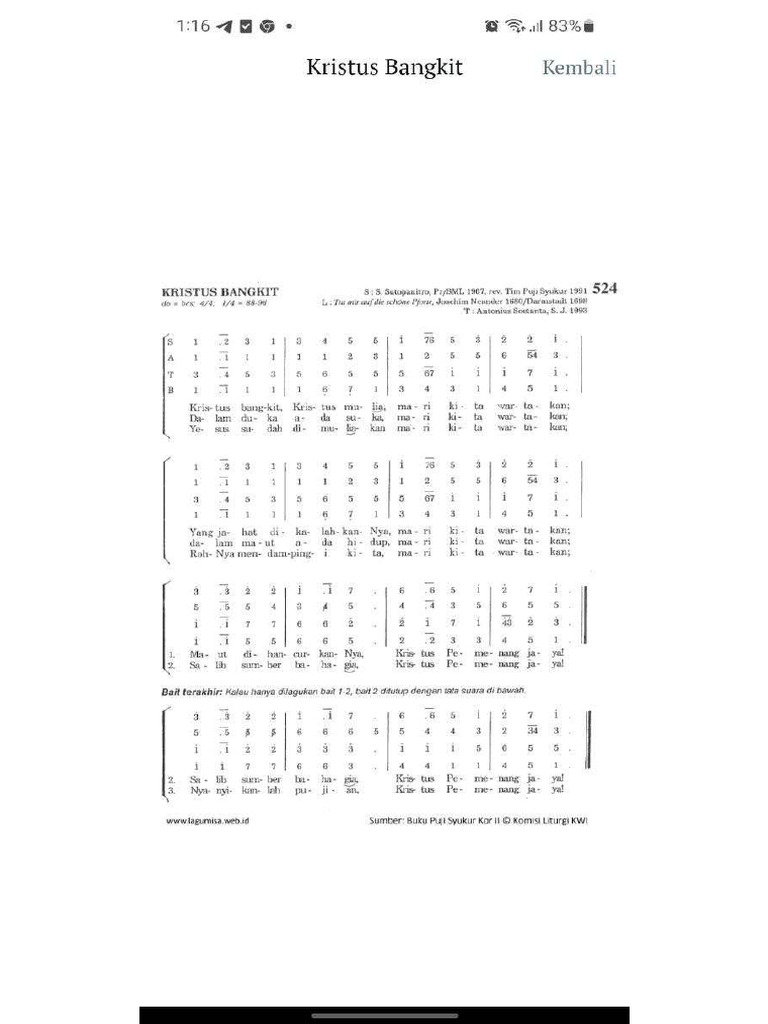 Partitur Kristus Bangkit | PDF