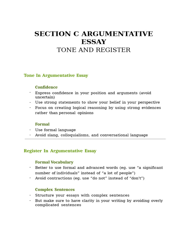 15 Tone and Register of Argumentative Writing | PDF
