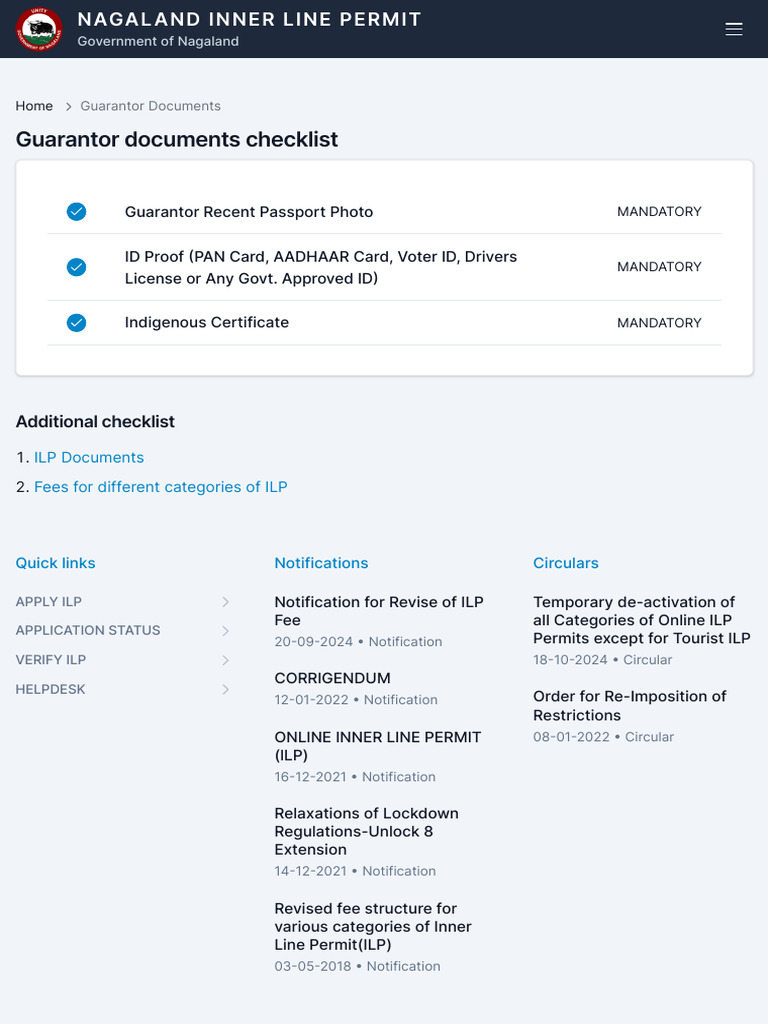 Guarantor Documents For Nagaland ILP | PDF