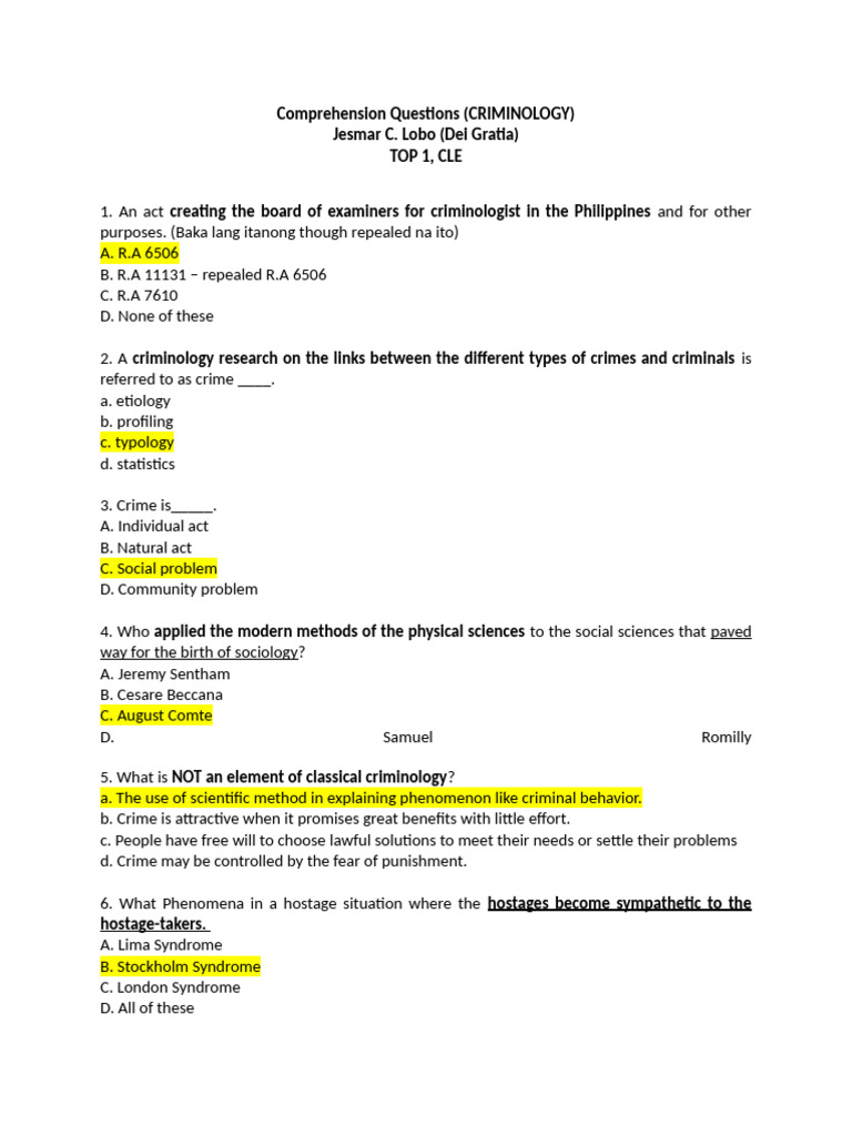 Tips Criminology | PDF | Criminology | Crimes