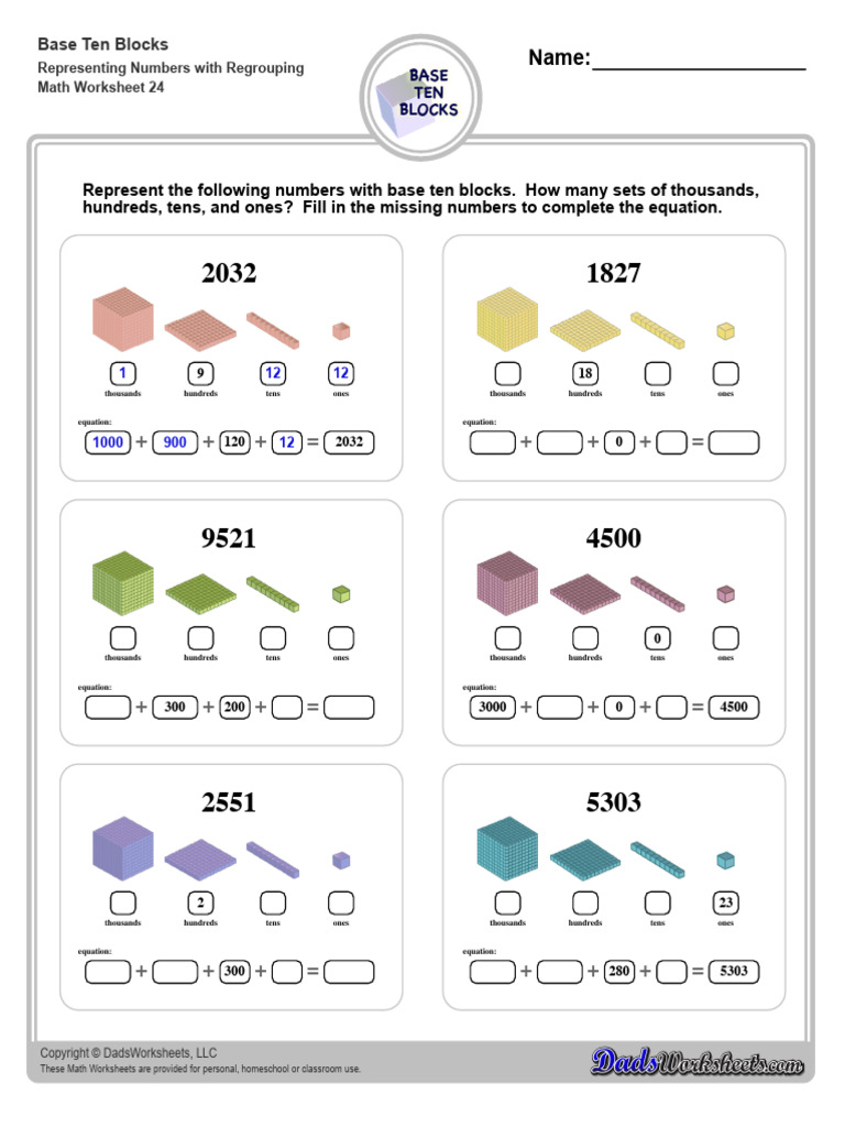 Base Ten Blocks Number Representation | PDF