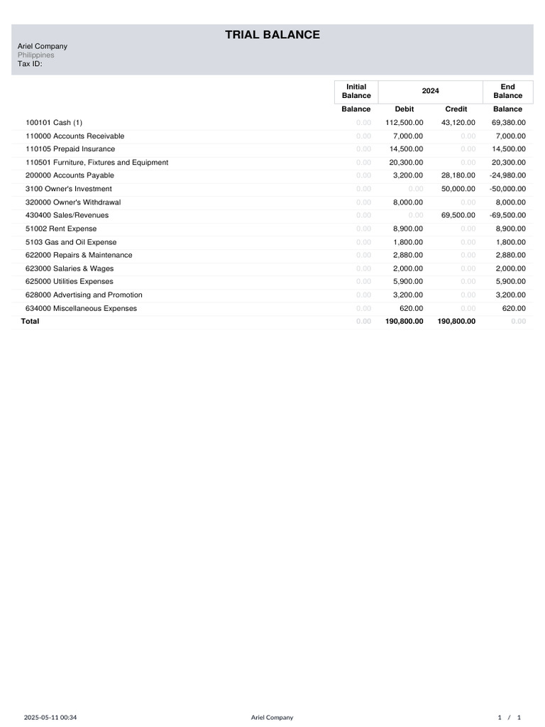 Trial Balance | PDF