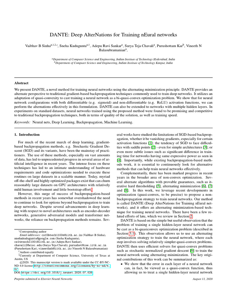 DANTE - Deep Alternations For Training Neural Networks | PDF | Mathematical Optimization | Deep ...