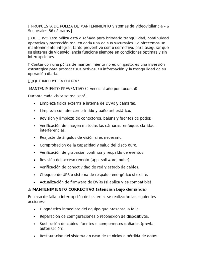 Poliza de Mantenimiento Anual Final | PDF | Póliza de seguros | Informática