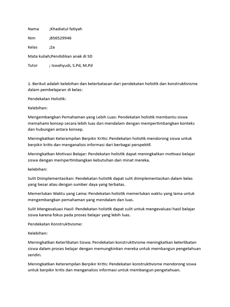 Pendidikan Anaksd Tugas 3 Fatiyah | PDF