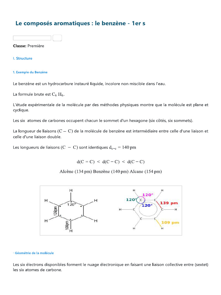 Le Benzène - 1er S | PDF