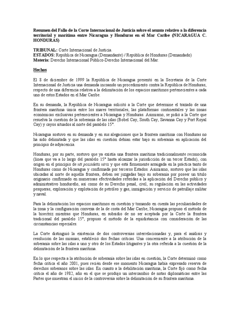 N Del Fallo de La Corte Internacional de Justicia Sobre El Asunto ...