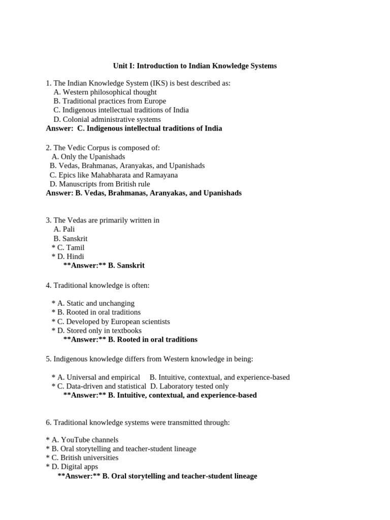 Overview of Indian Knowledge Systems | PDF | Vedas
