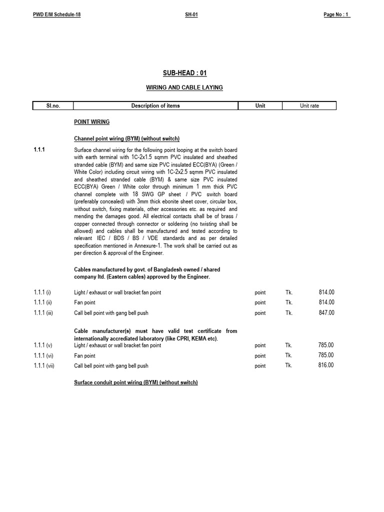 Electro-Mechanical Works PWD 2018 | PDF | Electrical Wiring ...