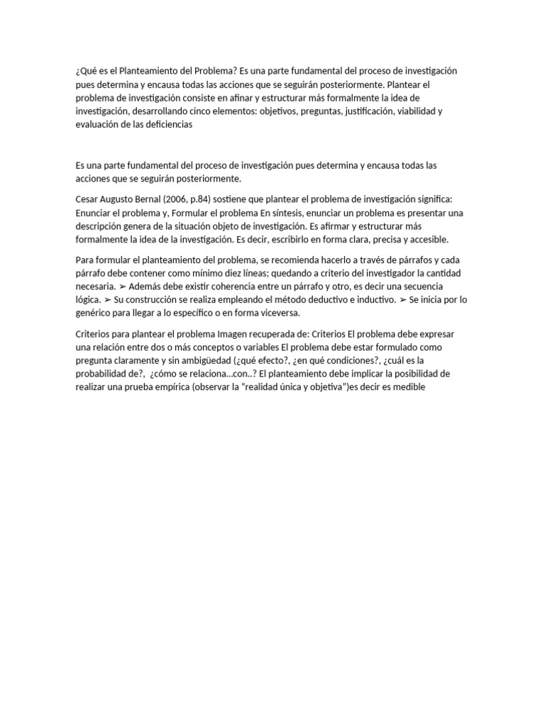 Qué Es El Planteamiento Del Problema | PDF