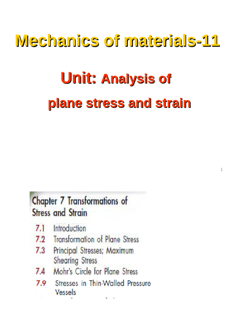Plane Stress (2D Stress) 23ME 10-03-2025 | PDF | Stress (Mechanics ...