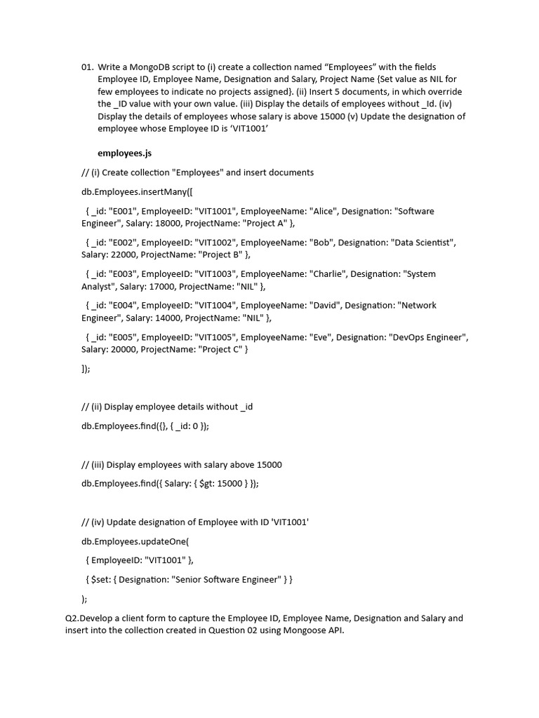 24mca0164 FullstackMongo | PDF | Software Development | Data Management